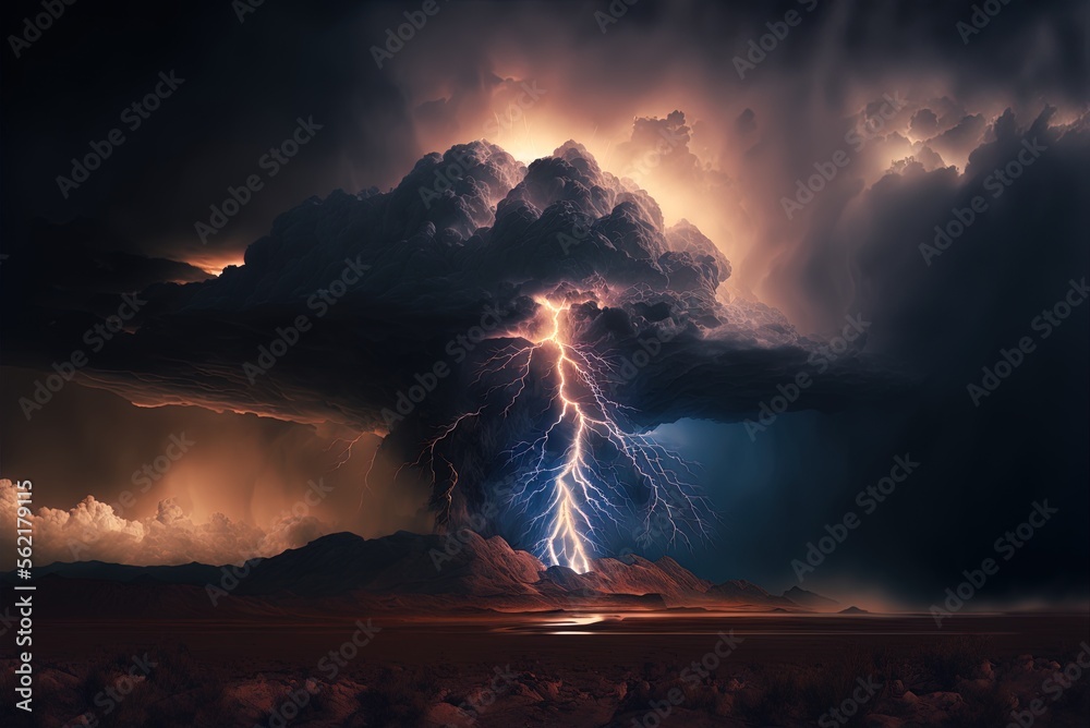 Thunder and lightning, the scene of an impact Generative AI Stock Illustration | Adobe Stock