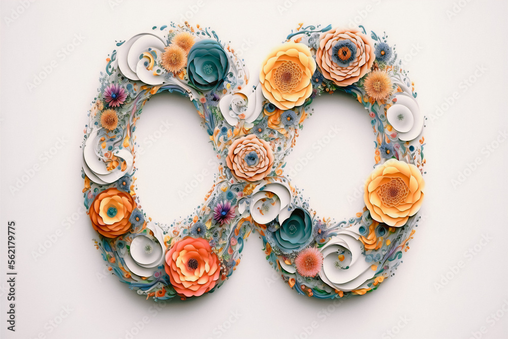 Infinity symbol made of flowers, ai generated Stock Illustration ...