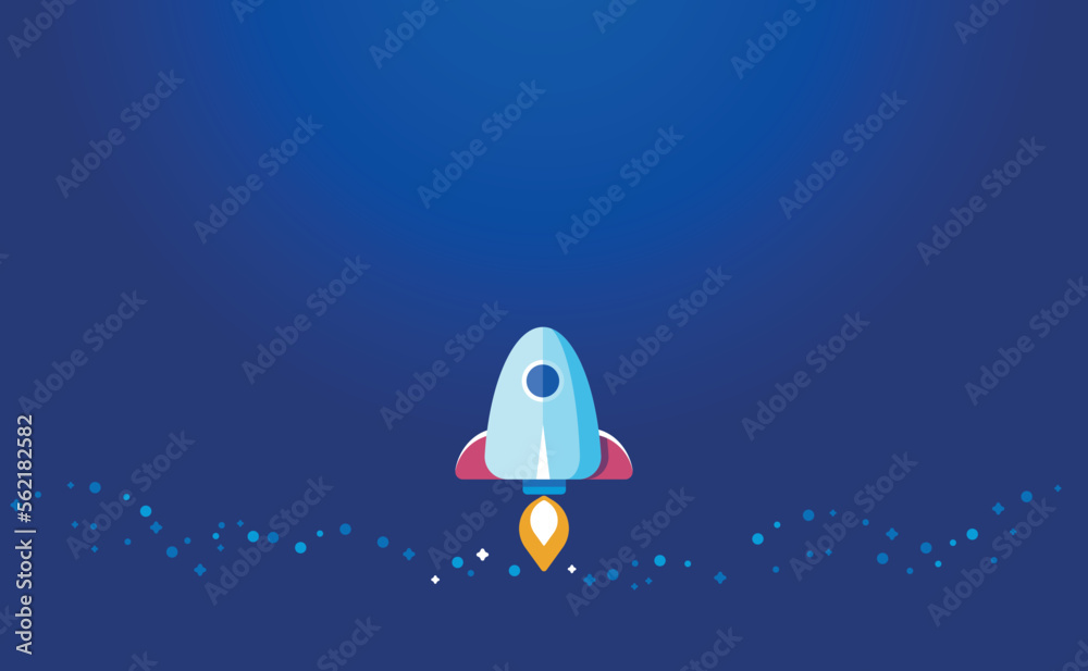 Vector background with rocket launch. Simple presentation cover ...