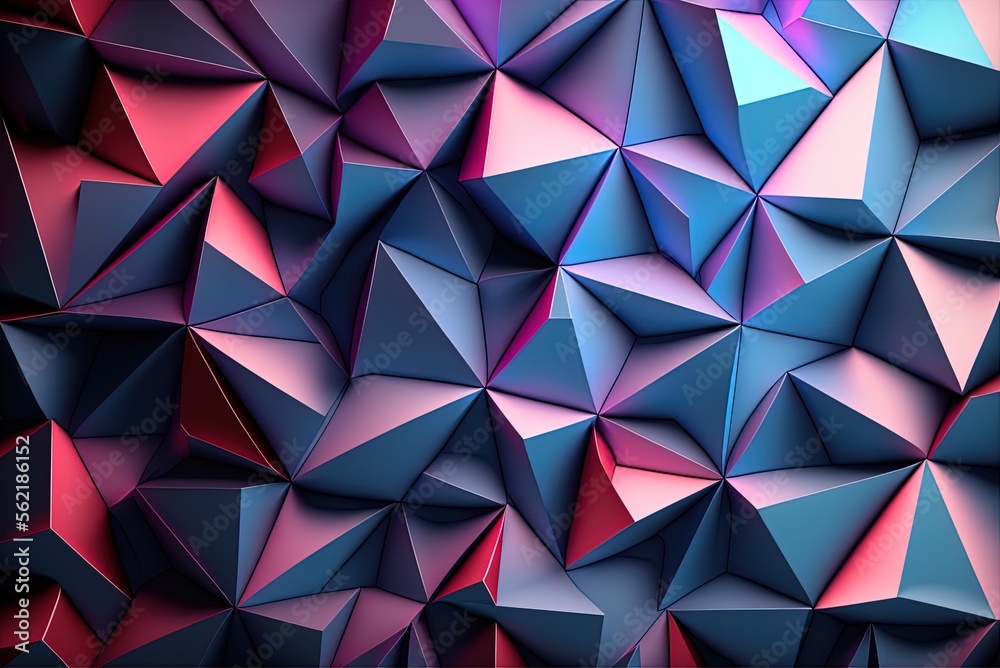 Glowing abstract pyramidal surface in blue and pink light. Newer ...