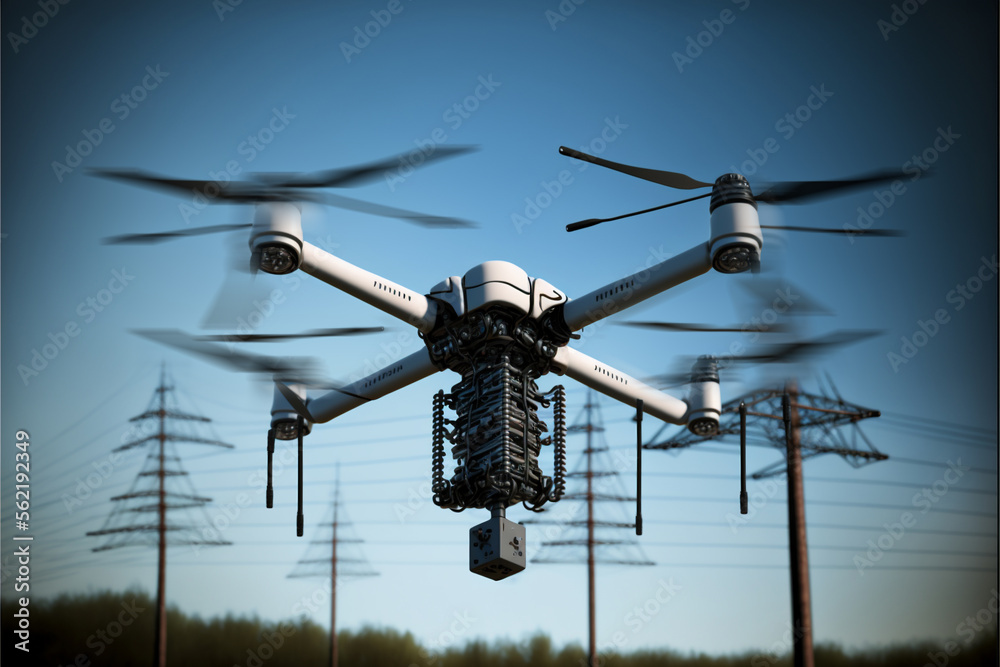 Drone control high voltage electrical lines, camera thermal analysis of ...