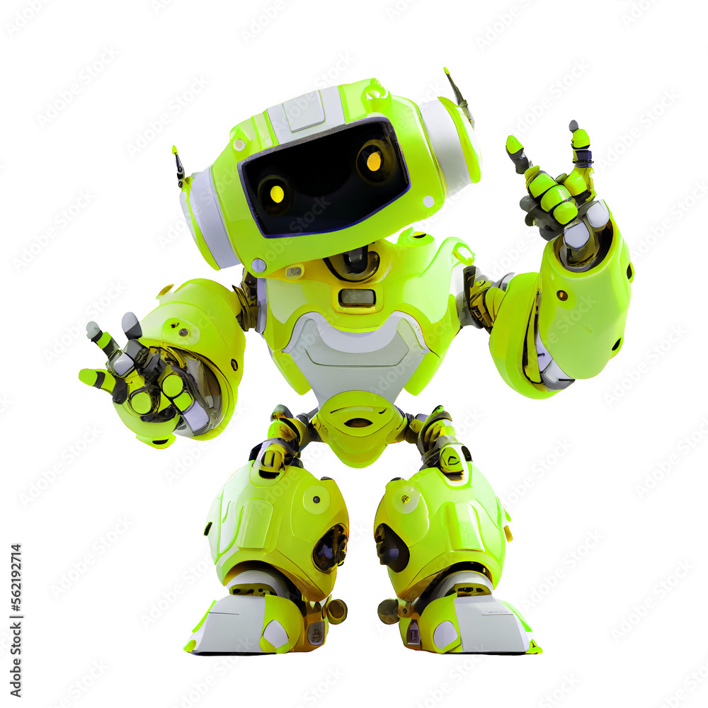 cute robot on white background for decorating the content of the ...
