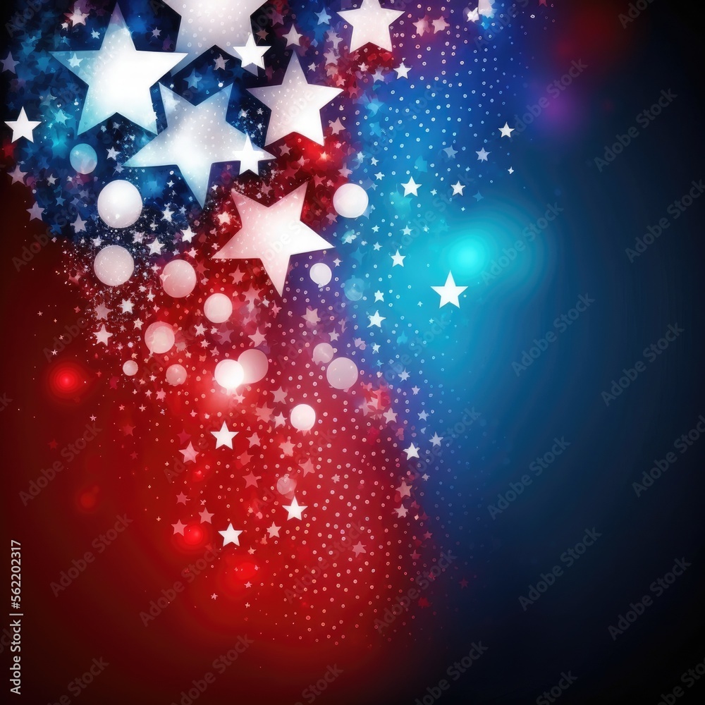 Red, white, and blue abstract background with sparkling stars. USA ...