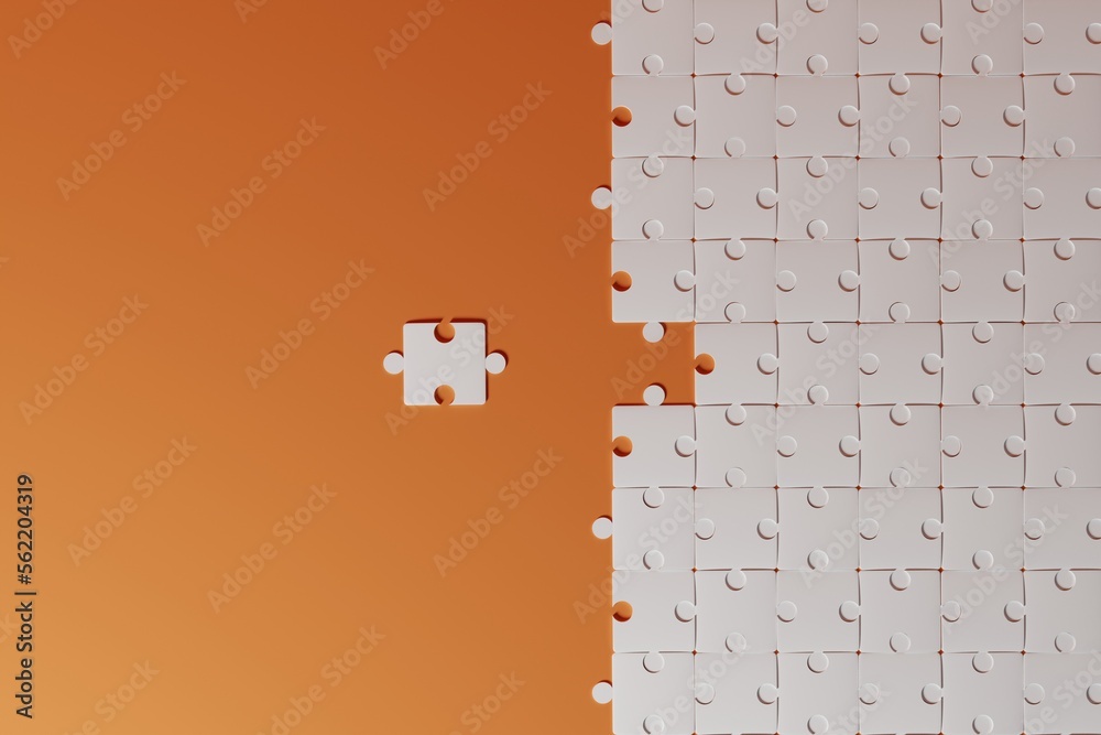 Jigsaw puzzles with one sticking out. Business concept, making plans ...