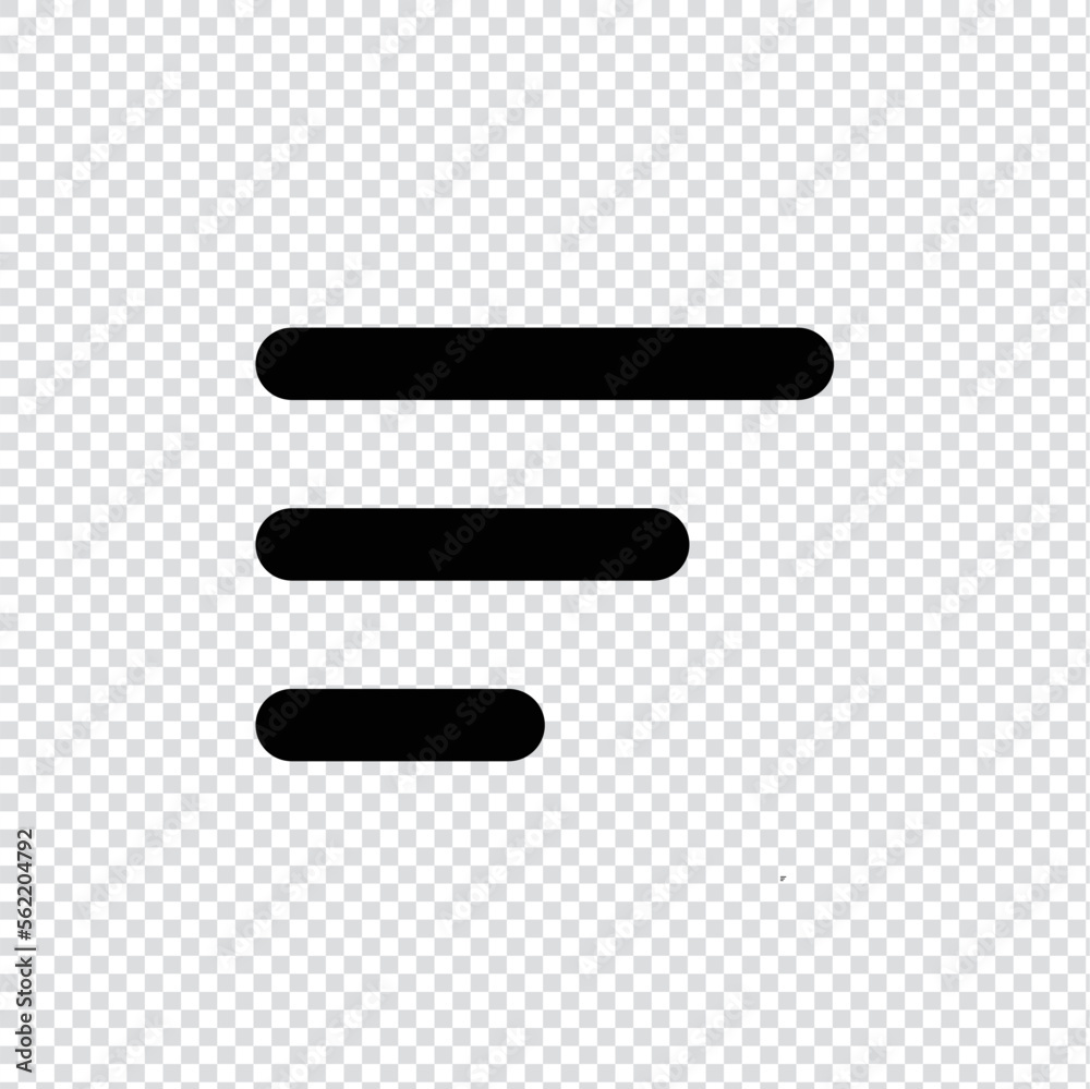 Left align alignment icon in transparent background, basic app and web UI bold line icon, EPS10 ...