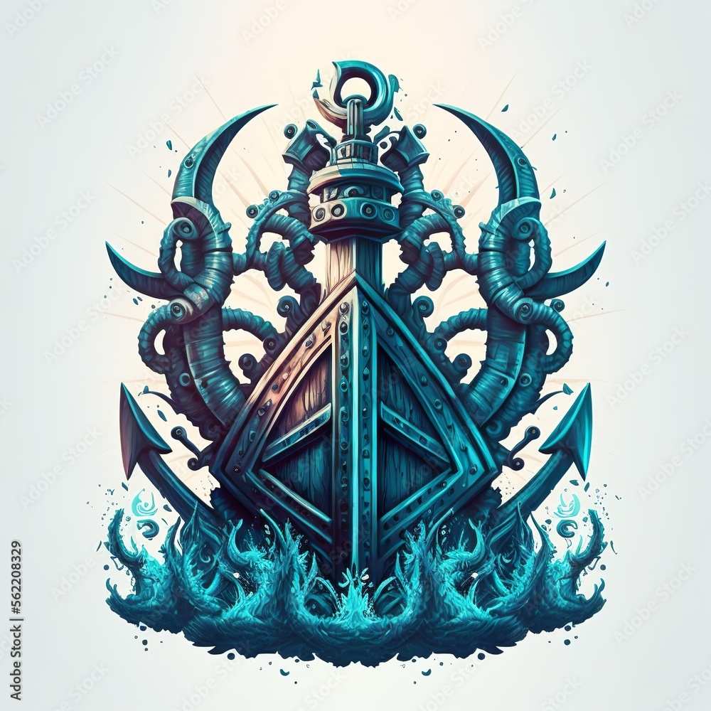 Nautical sailor deep sea logo with ship and anchor isolated design ...