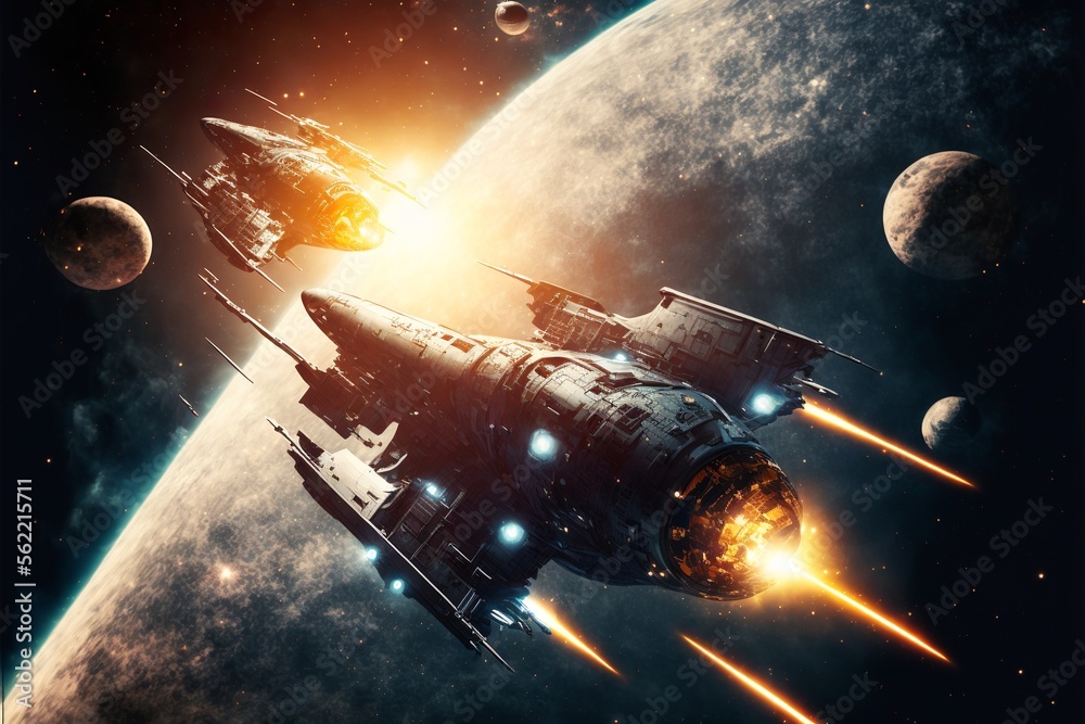 Space combat science fiction scenery wallpaper with spaceships and ...