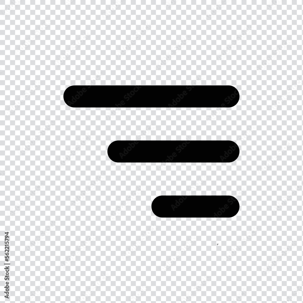Right align alignment icon in transparent background, basic app and web UI bold line icon, EPS10 ...
