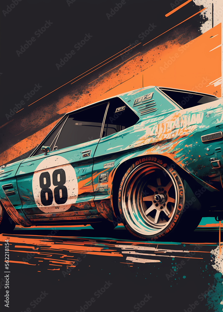 Side view of JDM sports car, digital art style, generative ai Stock ...