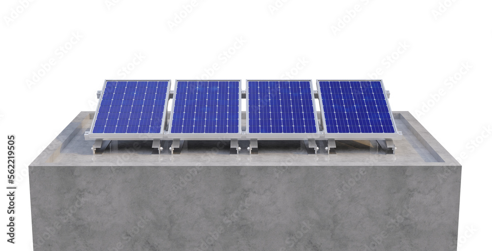Solar panels on concrete base in 3d realistic render Stock Illustration ...