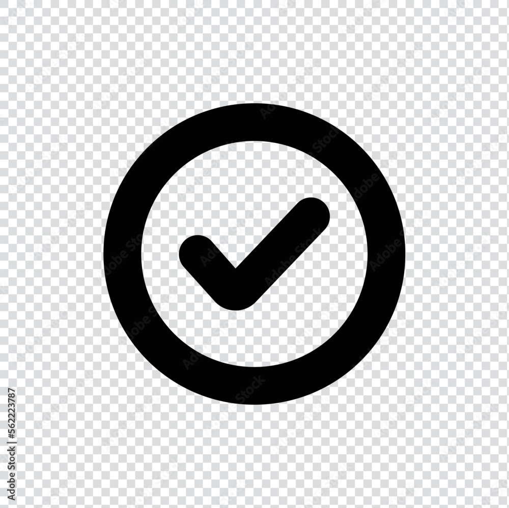 Tick, check mark, valid outline icon in transparent background, basic app and web UI bold line ...