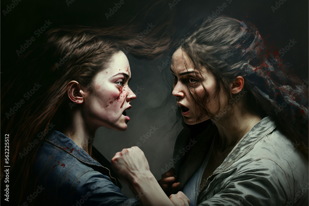 fictive women, an argument between two women, aggressive behavior ...