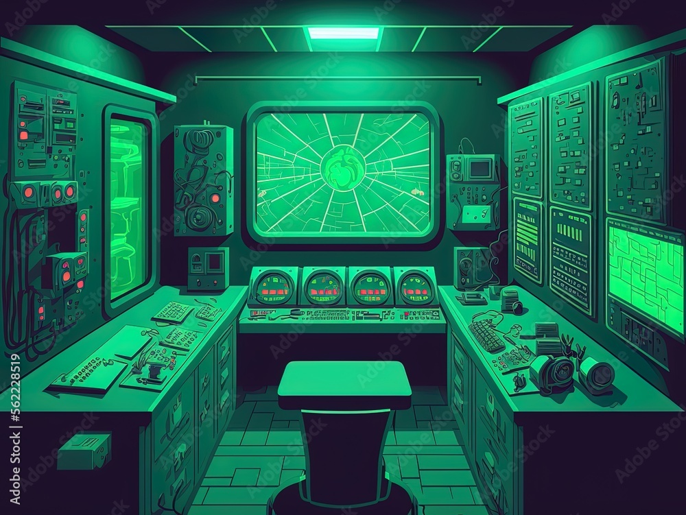 Open entrance to reactor control room at nuclear power facility. a ...