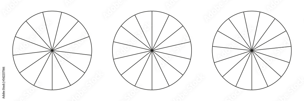 Segmented charts collection isolated on a white background. Many number ...