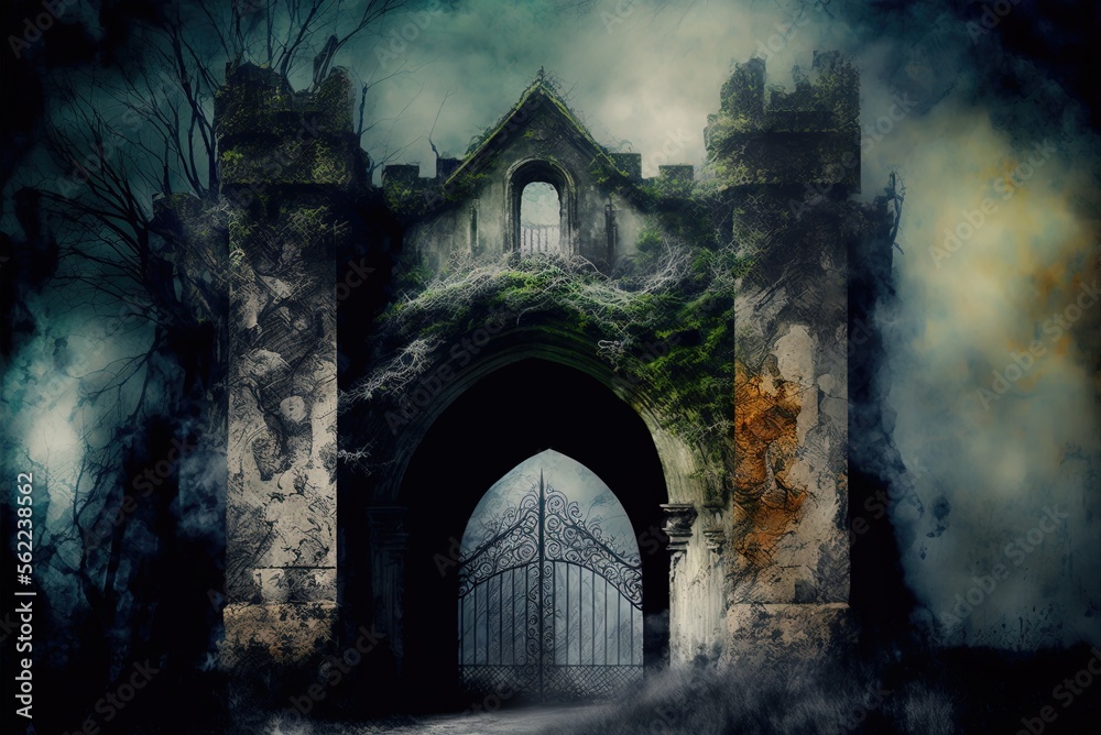 The intriguing and enigmatic medieval castle gate from a witch's castle ...