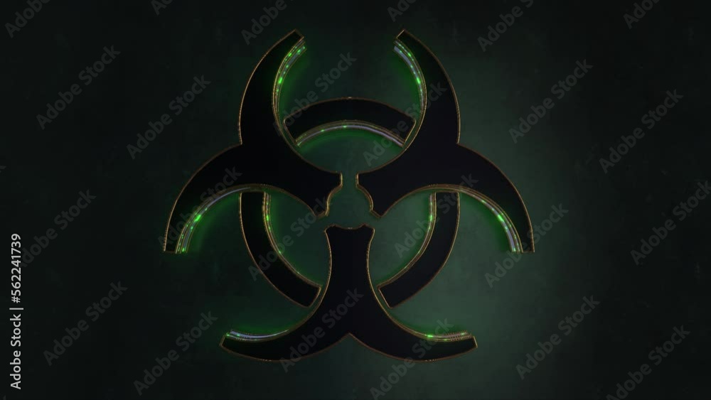 3D Toxic Waste Icon Symbol Golden Green Logo Animation Abstract ...