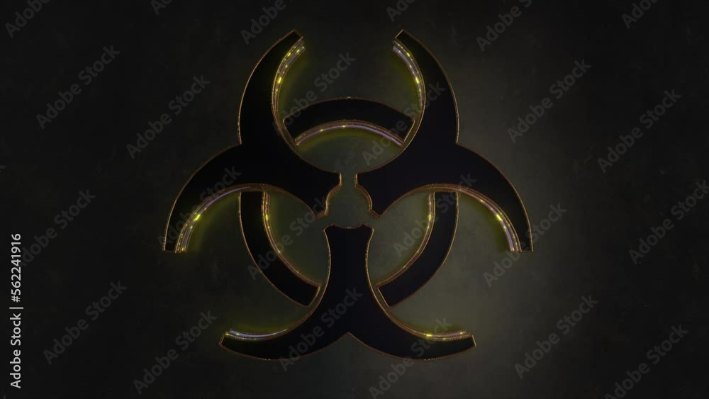 3D Toxic Waste Icon Symbol Golden Yellow Logo Animation Abstract ...