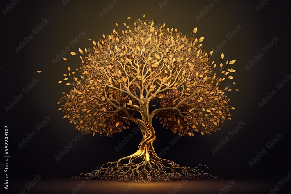 an illustrious tree of gold, complete with greenery and a hefty trunk ...