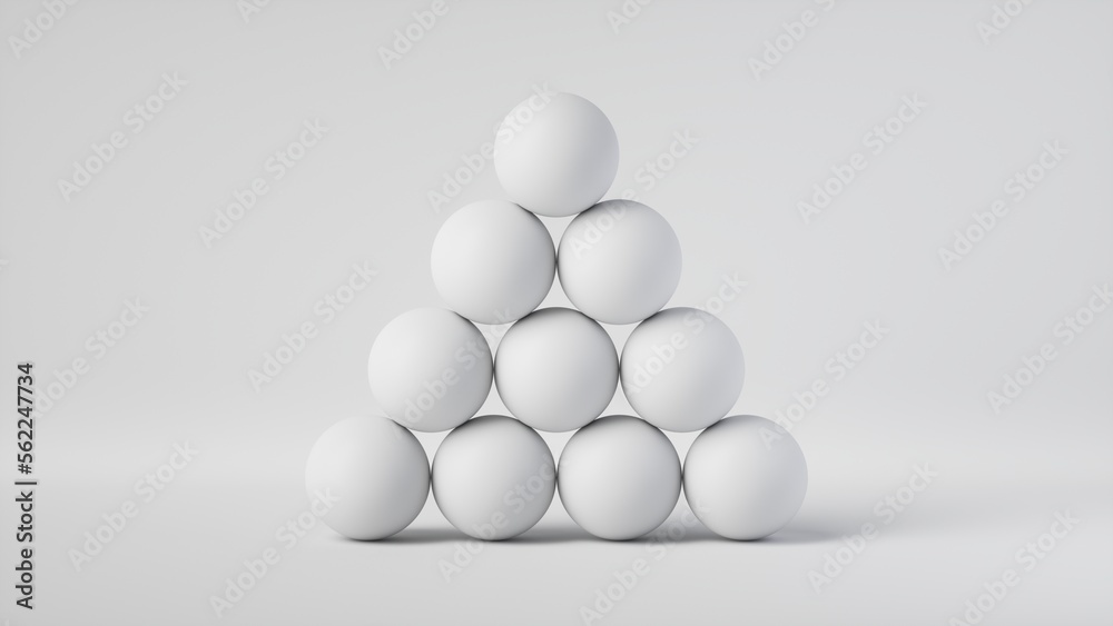 3d render, abstract minimalist geometric background. Pile of white ...