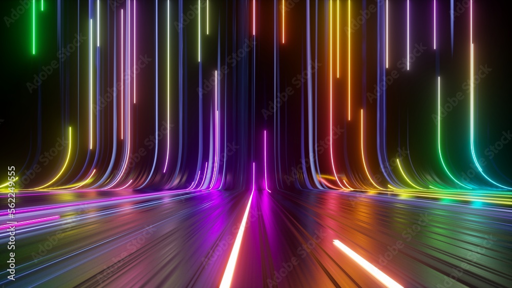 ภาพประกอบสต็อก 3d rendering, abstract neon background with colorful ...