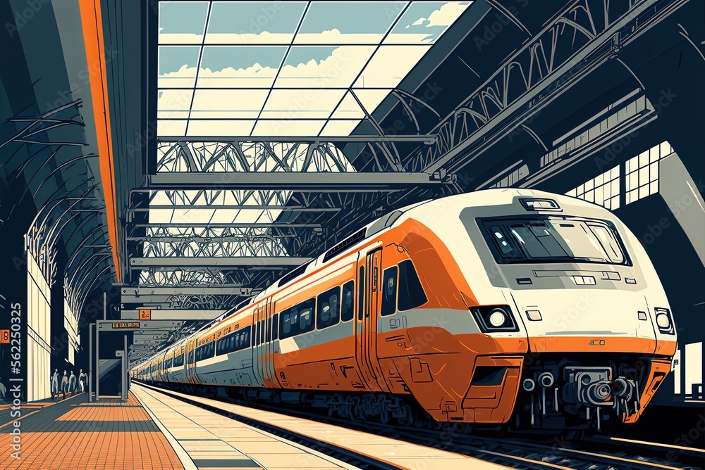 platform for a high-speed train at a contemporary train station ...