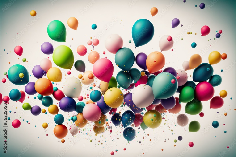 balloons on a white background created with Generative AI technology ...