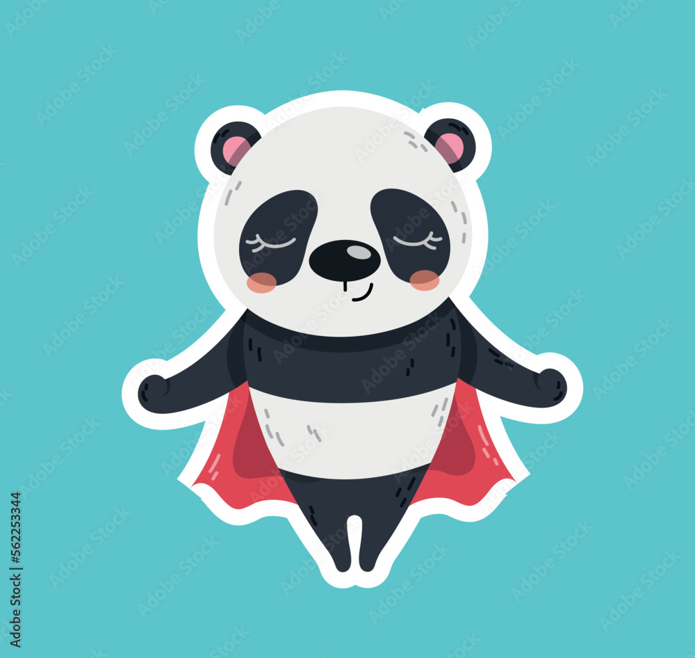 Cute superhero panda icon. Sticker for social networks and instant ...
