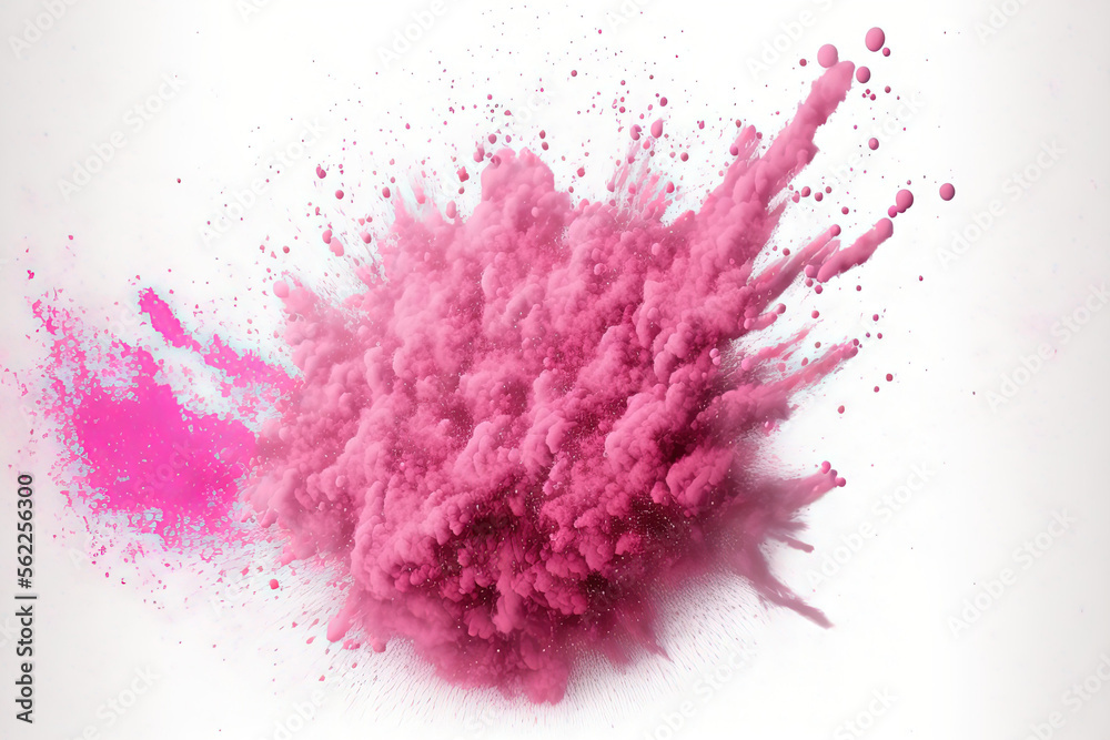 Abstract background with pink powder splatters, freeze motion of color ...