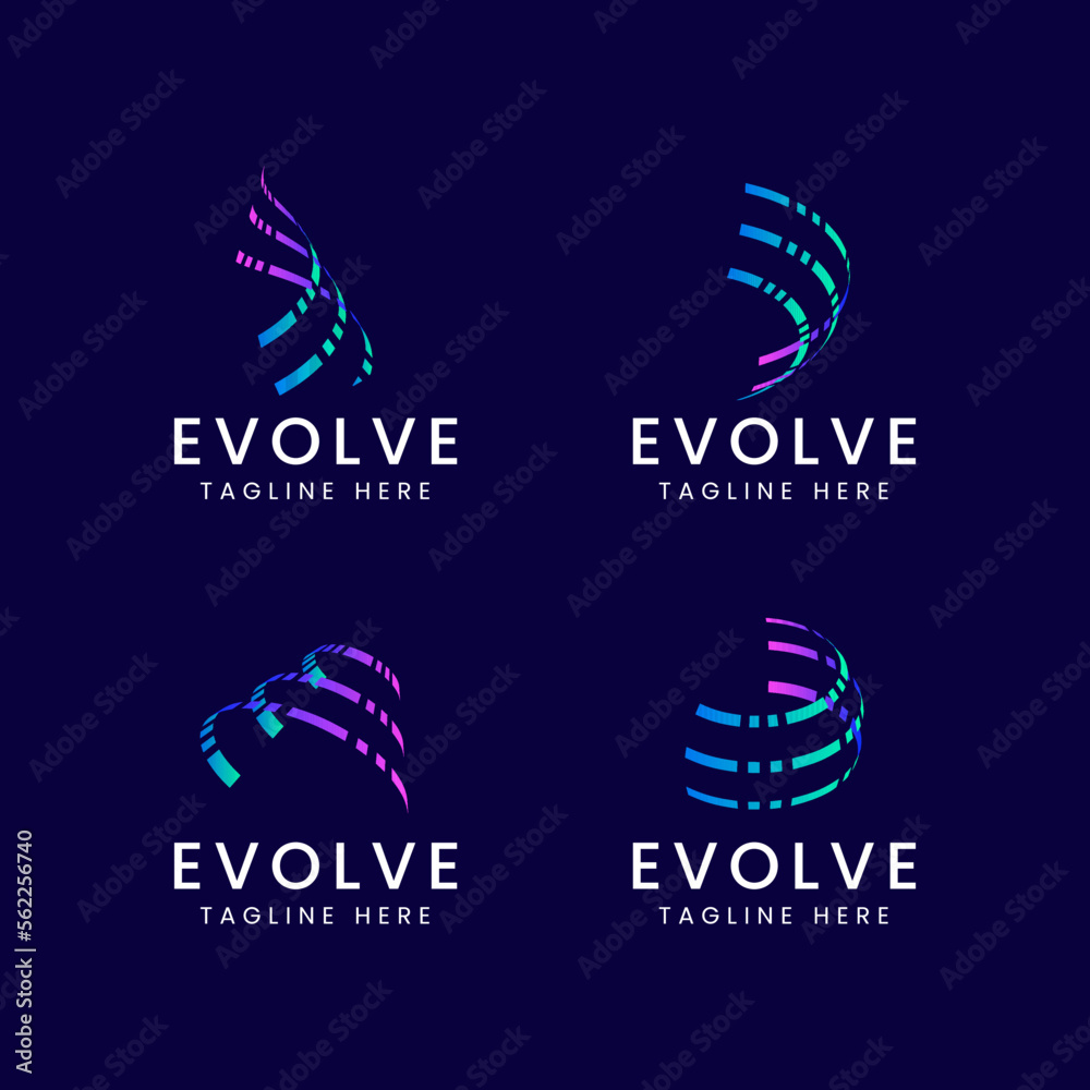 Evolve from Letter E from Line 3D Arch Logo for Marketing, Media ...