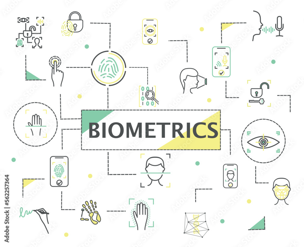 Biometrics line set. Collection of graphic elements for website, poster ...
