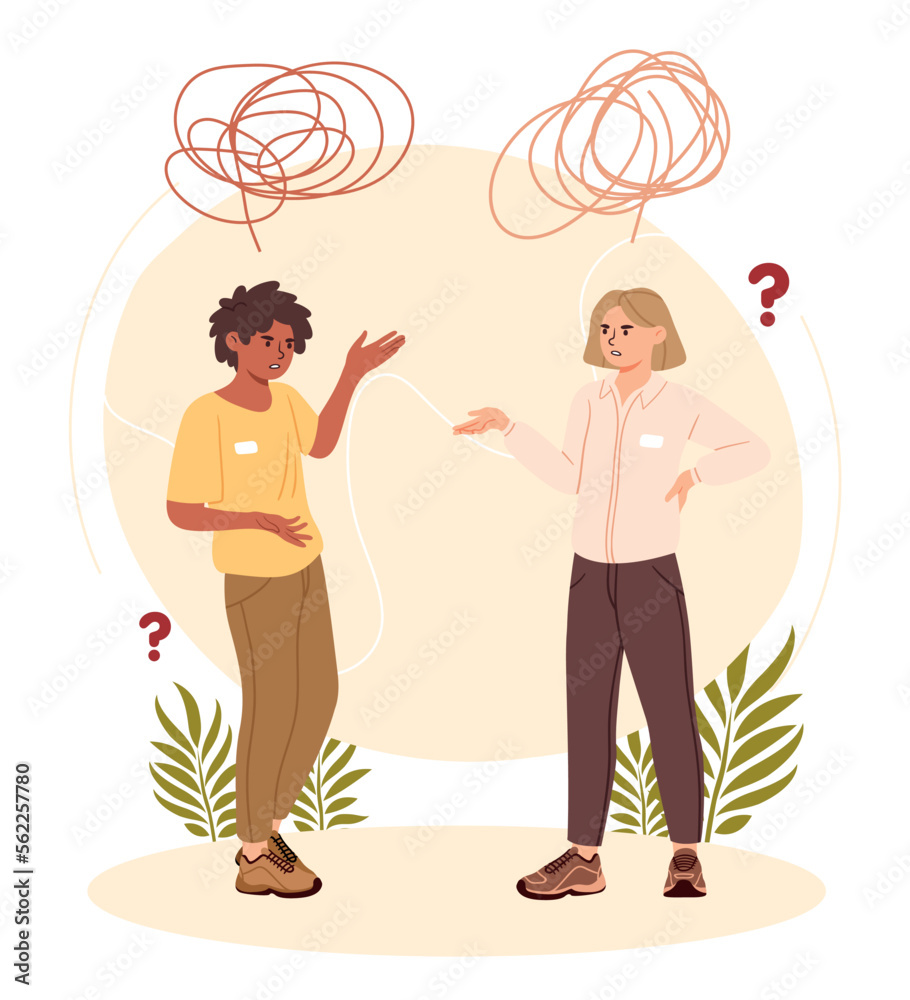 Vecteur Stock Conflict between concept. Man and woman criticize each ...