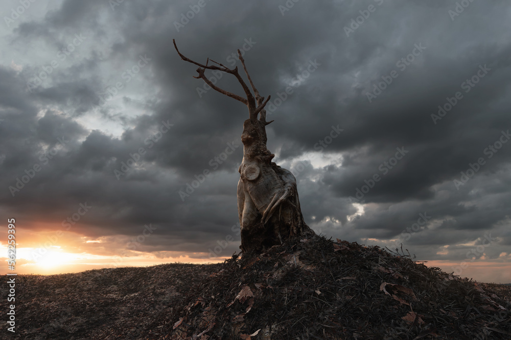 3D rendering of death tree on desiccated landscape Stock Illustration ...