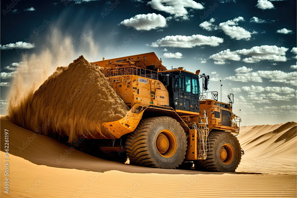 Sand loaders are shoveling sands, Made by AI,Artificial intelligence ...