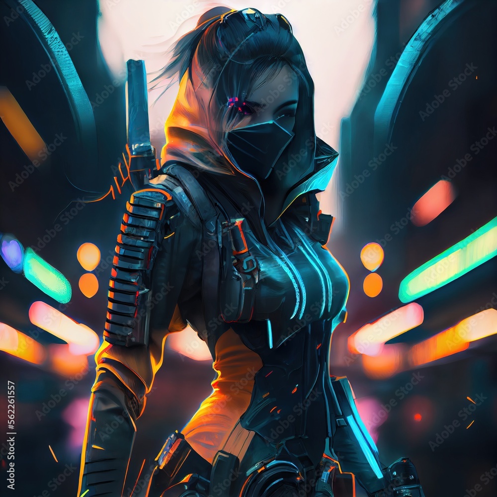 Portrait Of A Sci Fi Cyberpunk Girl High Tech Futuristic Woman From