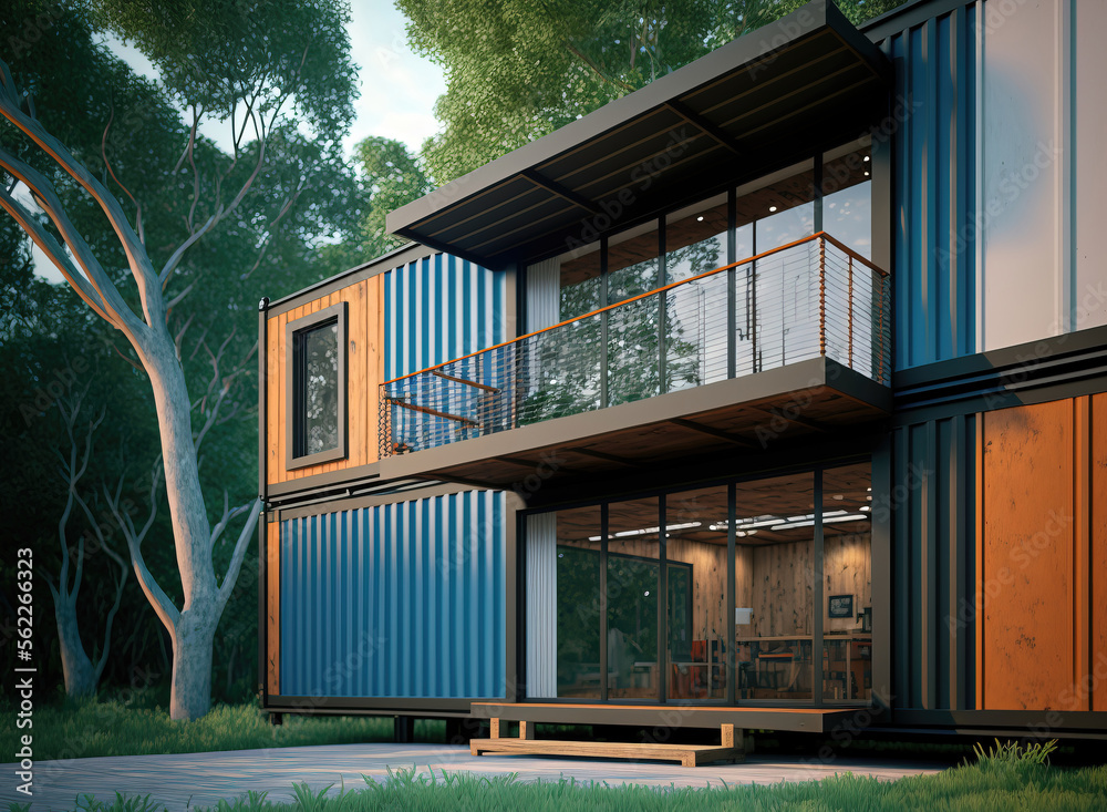 Abstract home container. Concept of sustainability and recycle. sketch ...