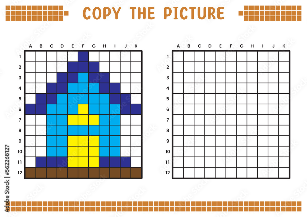 Copy the picture, complete the grid image. Educational worksheets ...