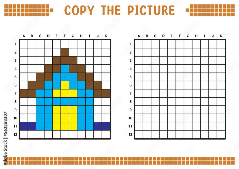 Copy the picture, complete the grid image. Educational worksheets ...
