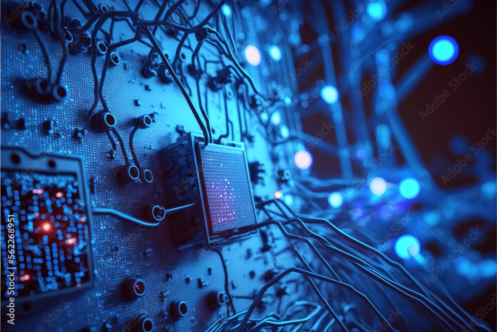 Blue digital network abstract wallpaper created with generative ai ...