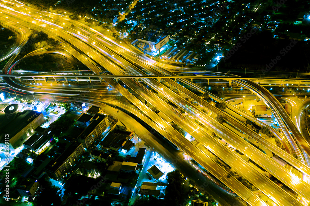 Arial view of Modern transportation with Expressway, Road and ...