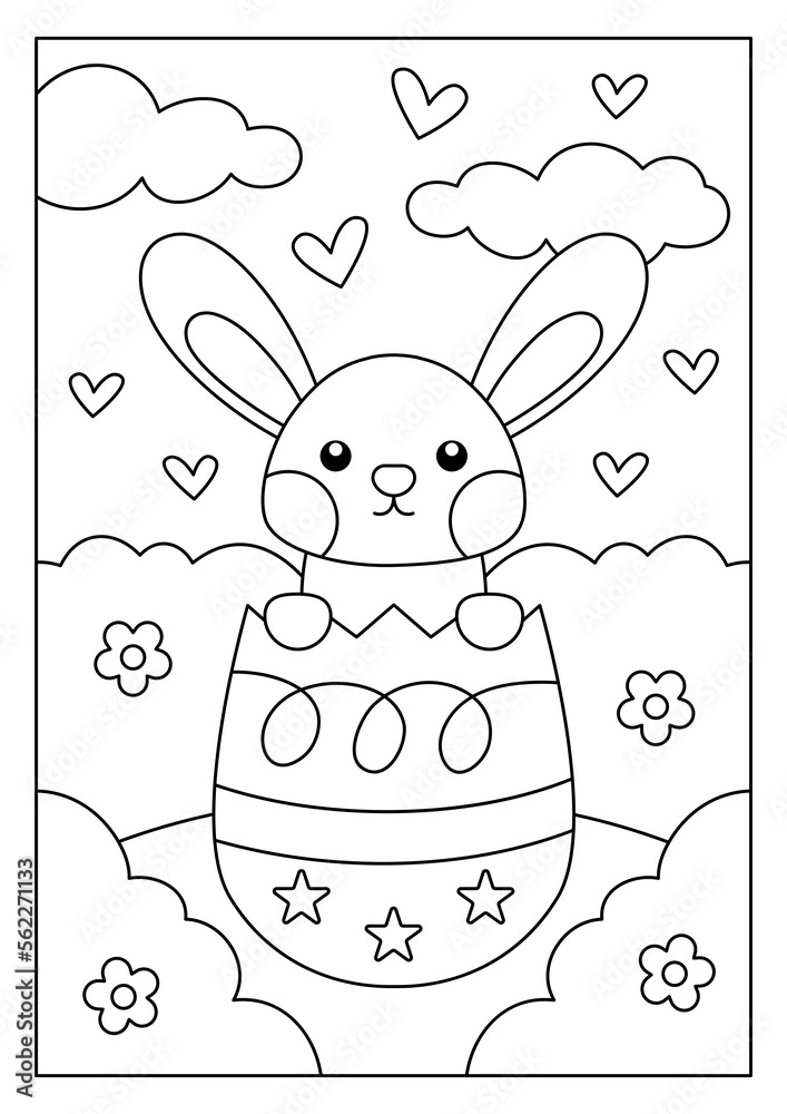 Easter Coloring page for kid printable vector Stock Vector | Adobe Stock