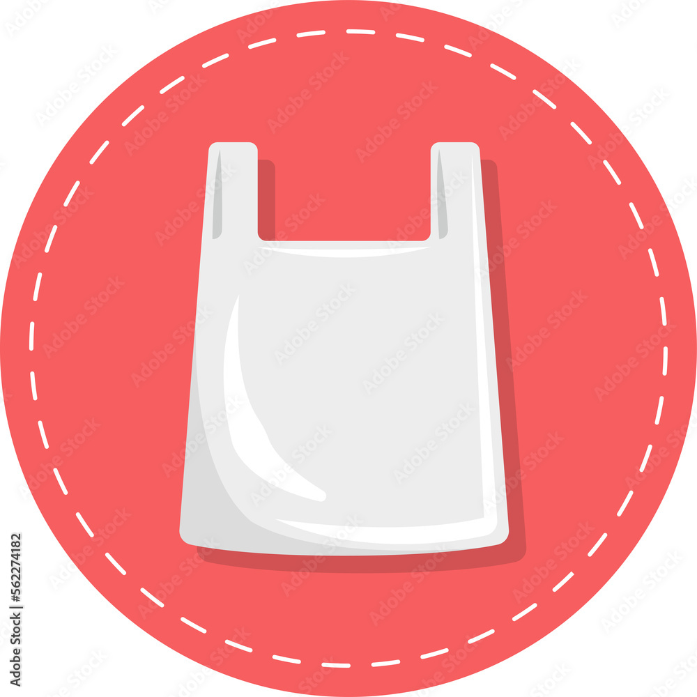 Cartoon comic circular sign of white plastic bag Stock Illustration ...