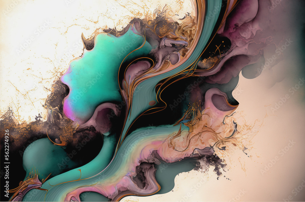 Natural luxury abstract fluid art painting in alcohol ink technique ...