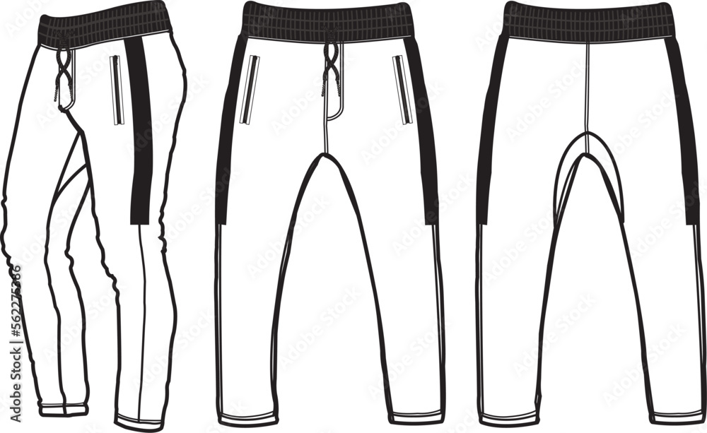 Jogger Fashion Flat Template Vector Sketch Stock Vector | Adobe Stock