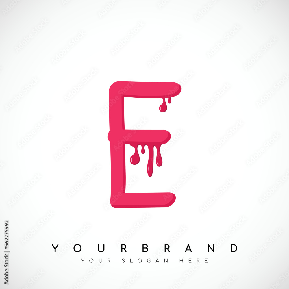 Letter E Logo Design With Red Blood Drips. Vector Illustration Stock ...