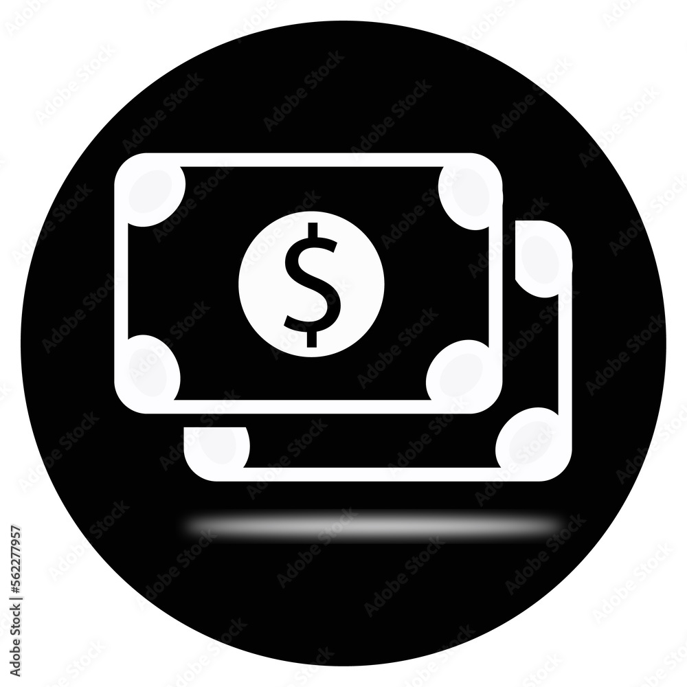 Black minimalistic money logo with transparent background, cash icon ...