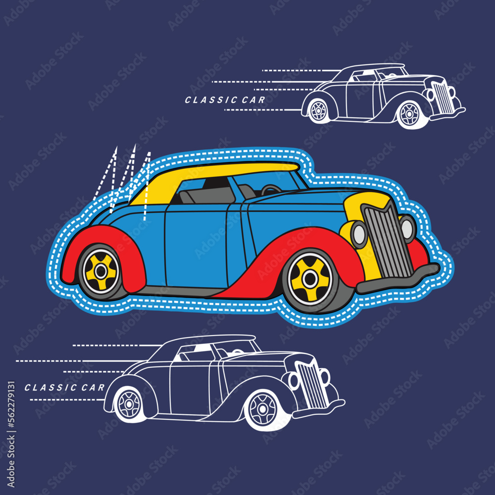 vintage super car cartoon vector . Cute design for children Stock ...