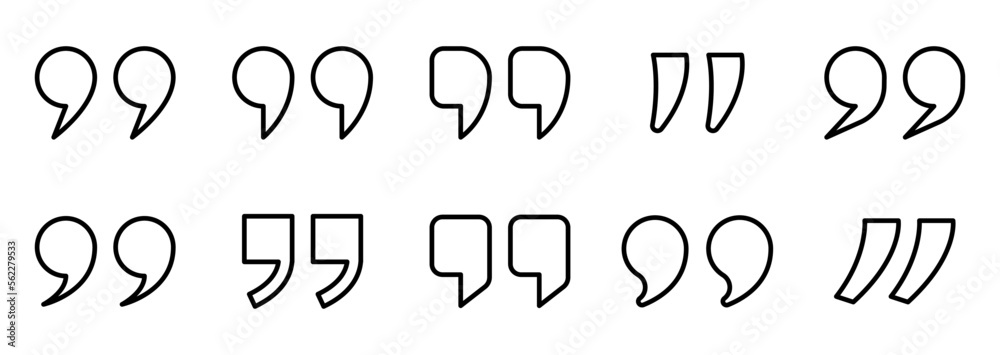 Conjunto de iconos de comillas. Marcas de voz, texto. Concepto de ...