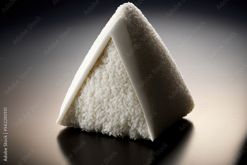 White rice is shaped into triangular or cylindrical shapes to make ...