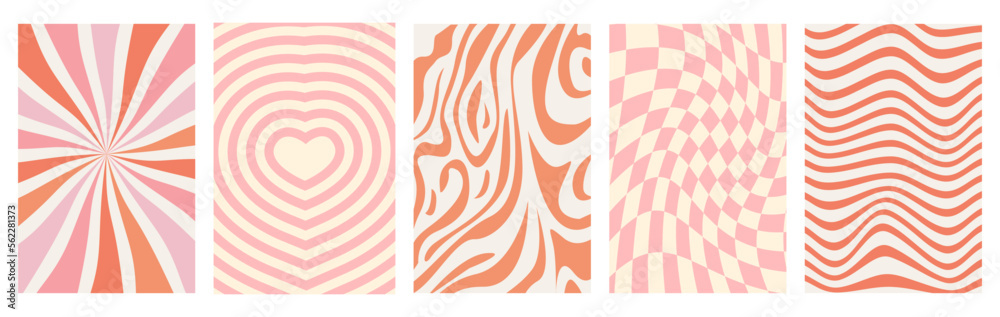 Groovy funky vintage backgrounds. Valentine day. Romantic contemporary ...