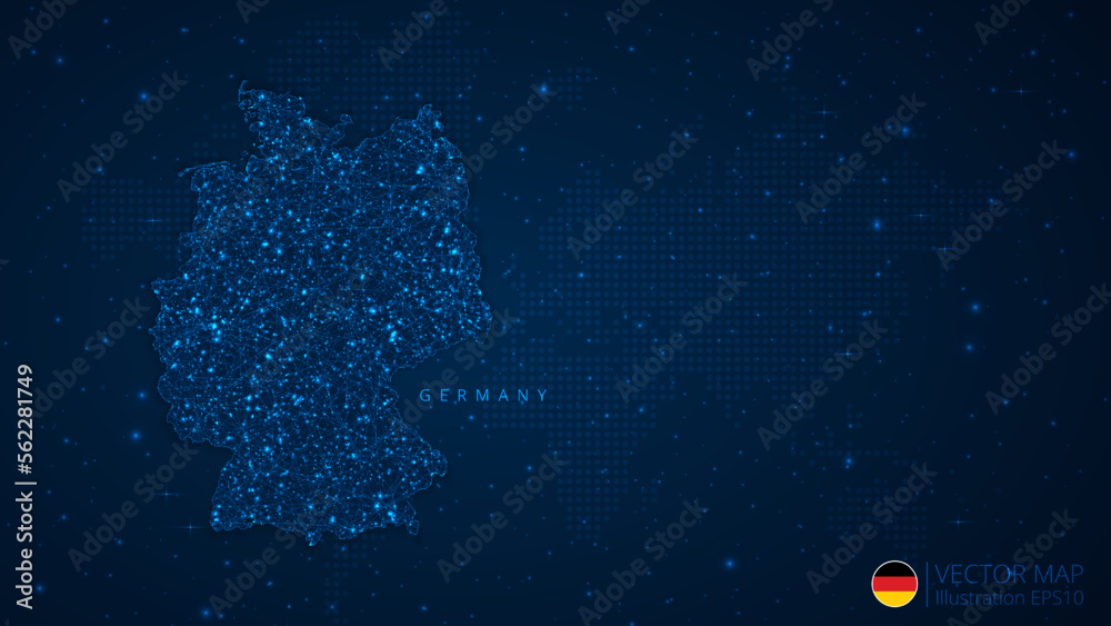 Map of Germany modern design with polygonal shapes on dark blue ...